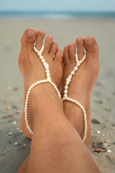 Achelois Beach Wedding Barefoot Sandals | Foot Jewelry | Soleless Sandals